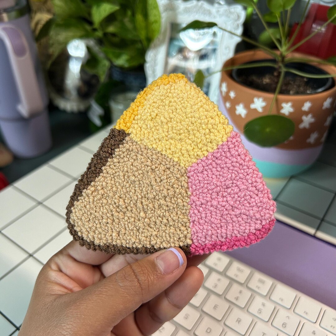 Payaso Mexican Cookie Punch Needle Coaster, Handmade Mug Rug, Drink ...