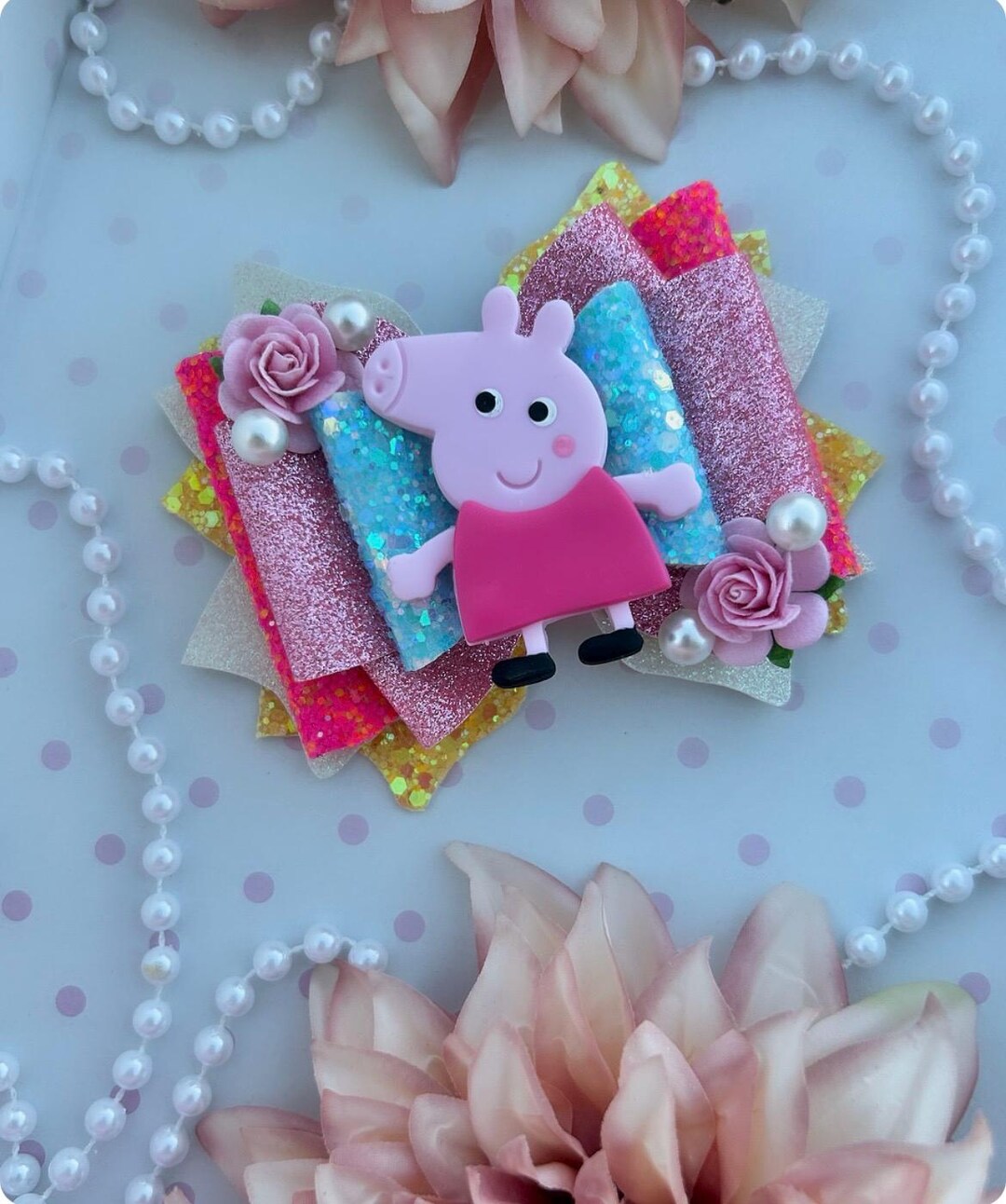 Peppy Piggy Bow - Etsy