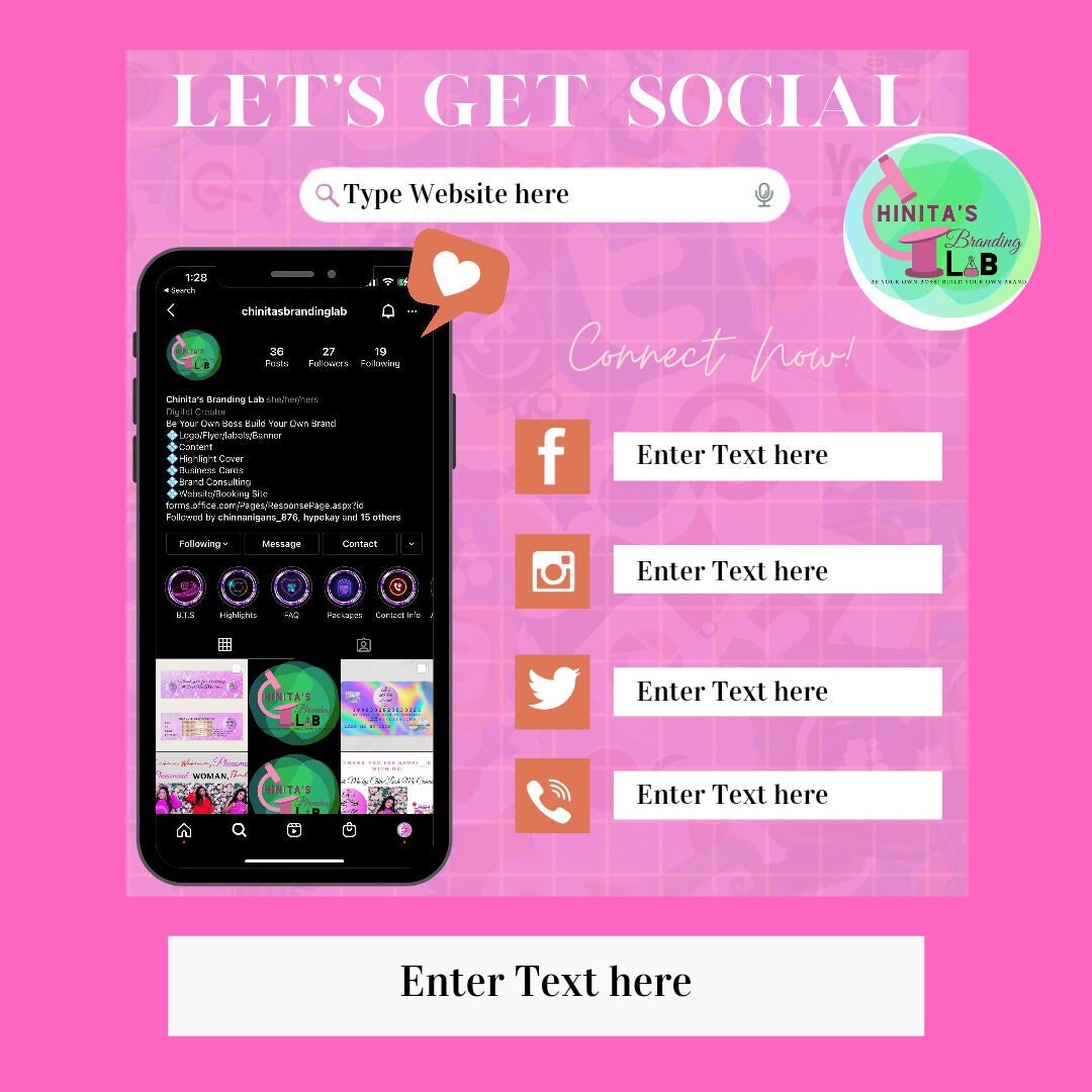 Let's Get Social Editable Template - Etsy