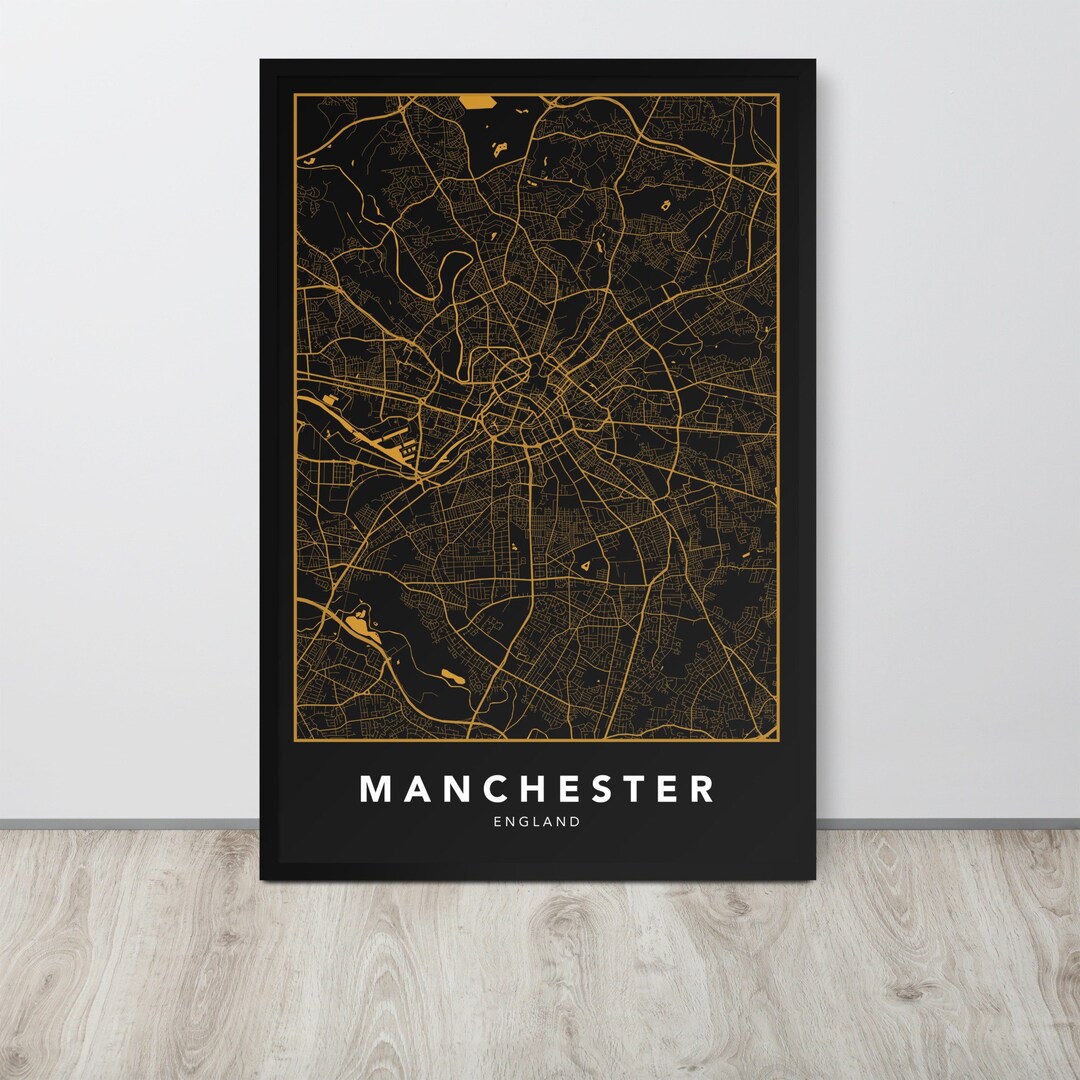 Manchester Map, Manchester City Map Print, Minimalist, , England ...