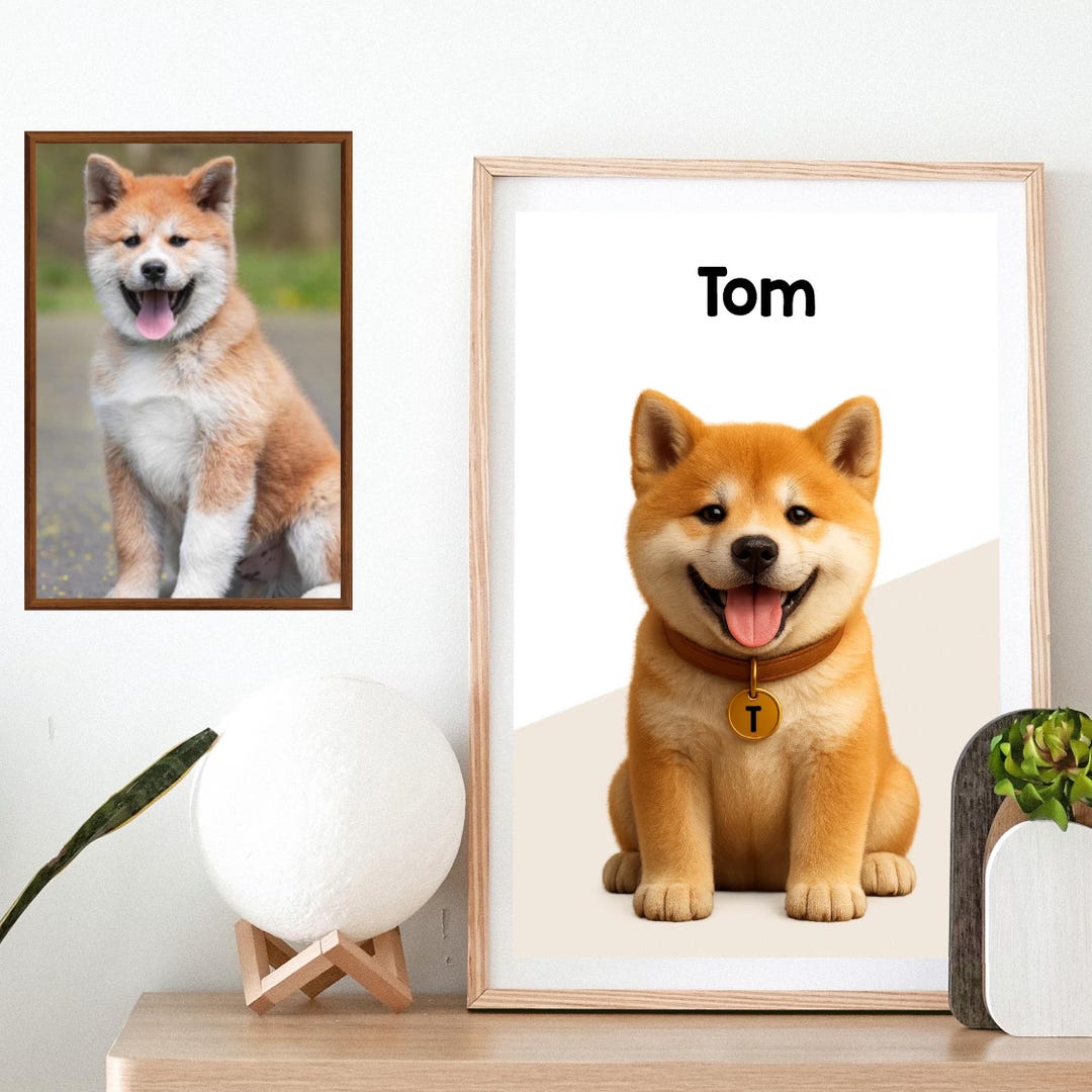 Dog Poster Custom, Pet Photo to Cartoon Illustration, Personalized Pet ...