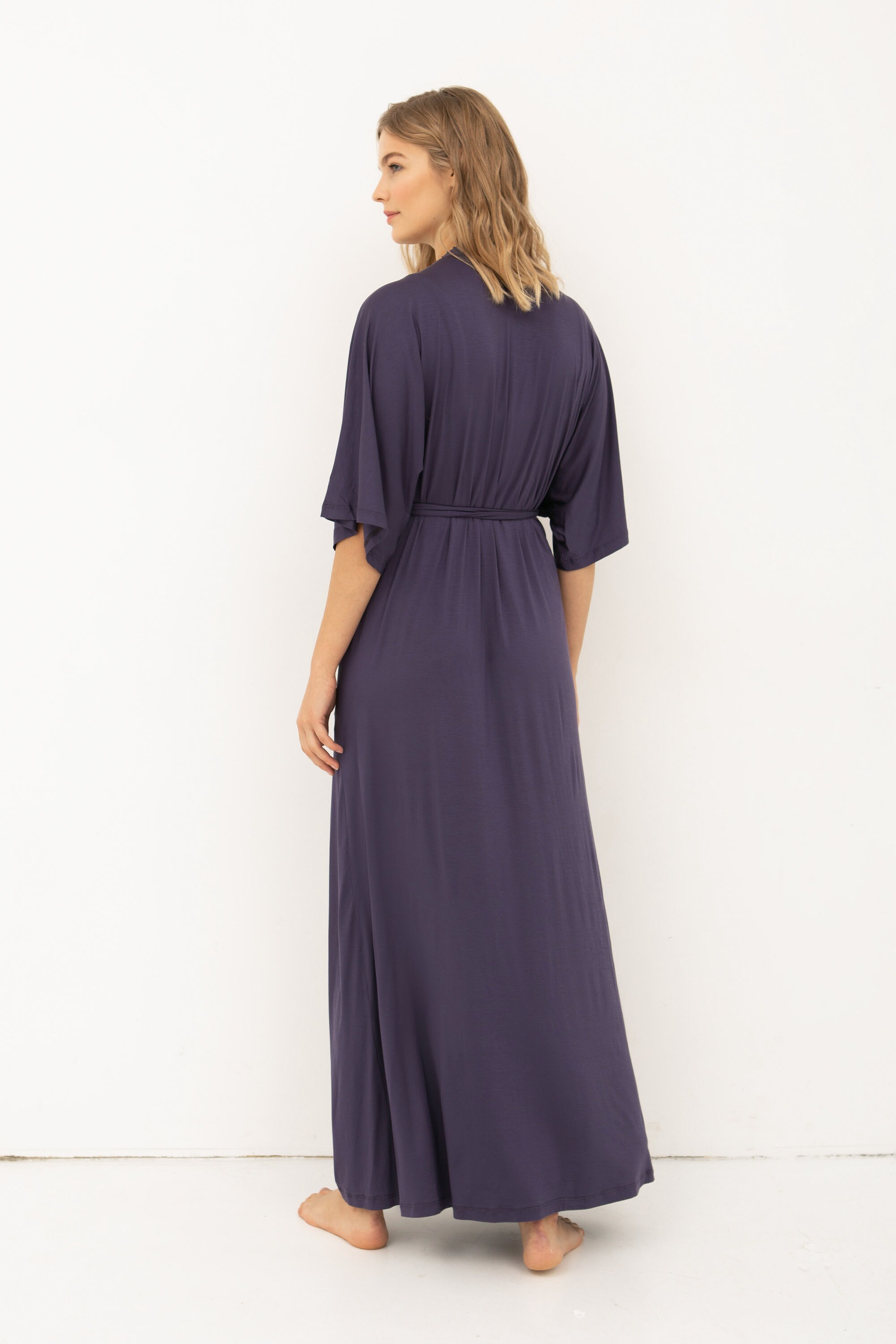 Floor Length Robe Bamboo Dressing Gown Women Boudoir Robe, Kimono Robe ...