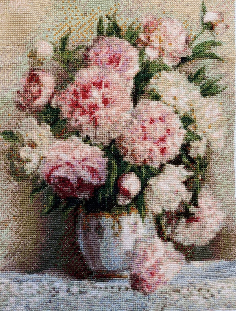 Handmade Completed Finished Cross Stitch Flowers | Etsy