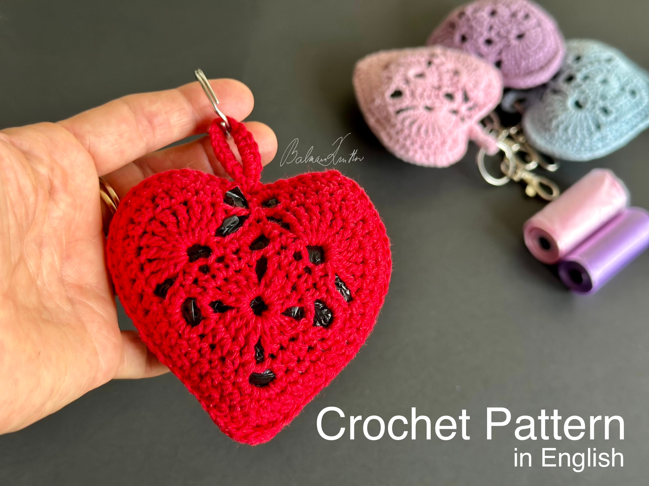 Love-heart Doggy Poo Bag Holder PDF Crochet Pattern (instant Download ...
