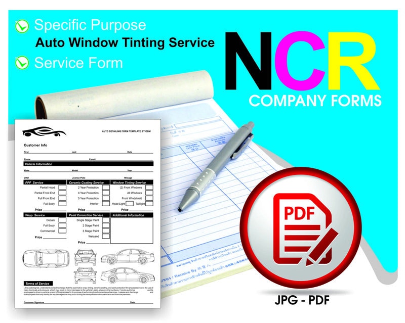 Printable Window Tinting Service Form: Custom Business Estimator (JPG ...