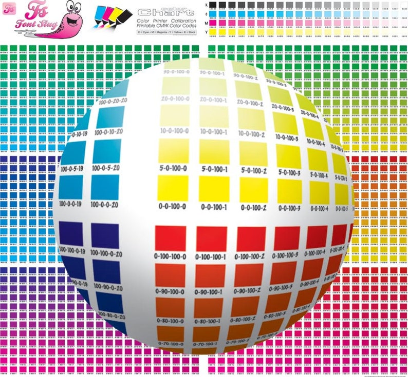 Printable Color Swatch Chart With CMYK RGB Code Printing Shop Supplies ...