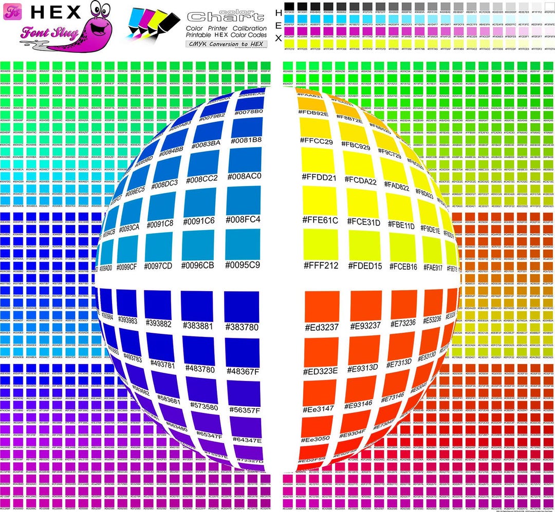 HEX Codes Color Swatch Chart Poster Instant Download - 54" Printer ...