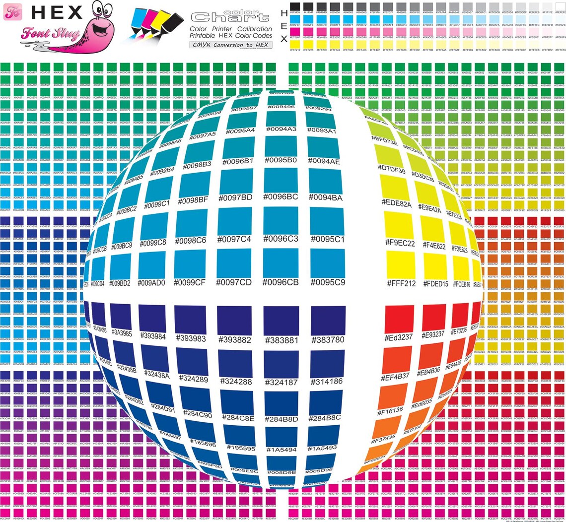HEX Codes Color Chart Printable Poster Instant Download - Etsy