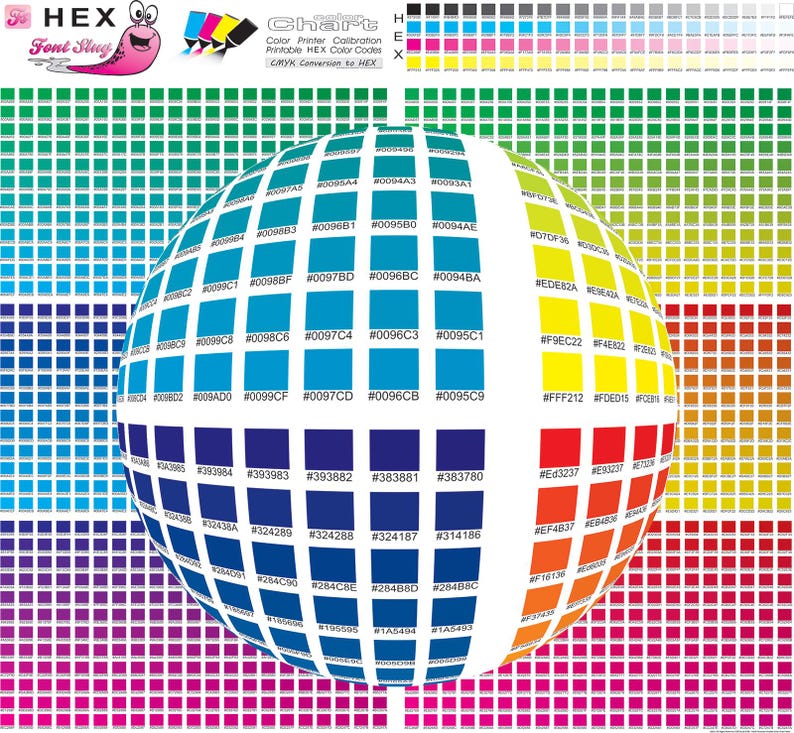 Printable HEX Color Chart Instant Download - Etsy