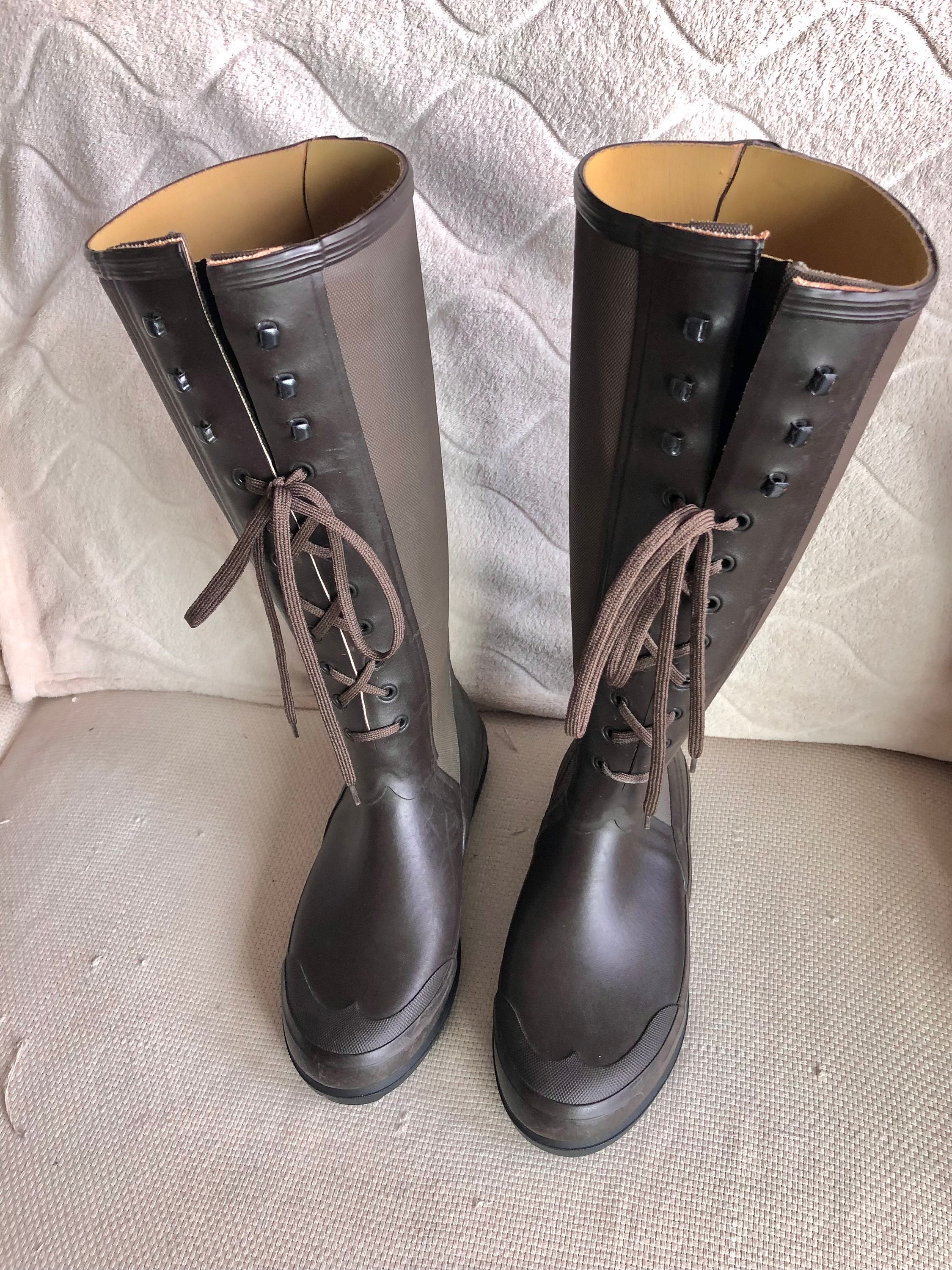 Rubber Boots With Laces