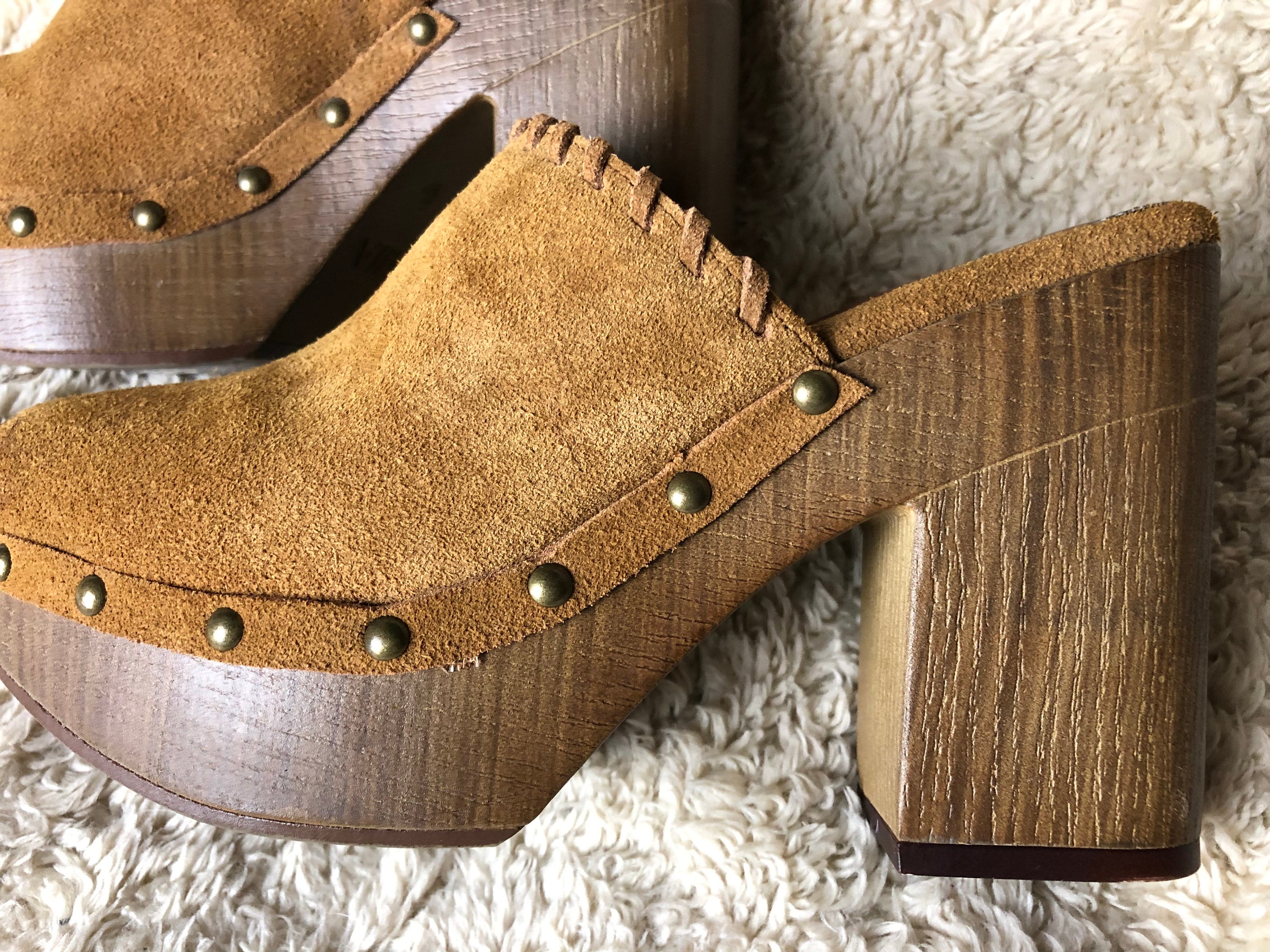 Light Brown Suede Leather MIA Platform Clogs Mules Size 6 - Etsy