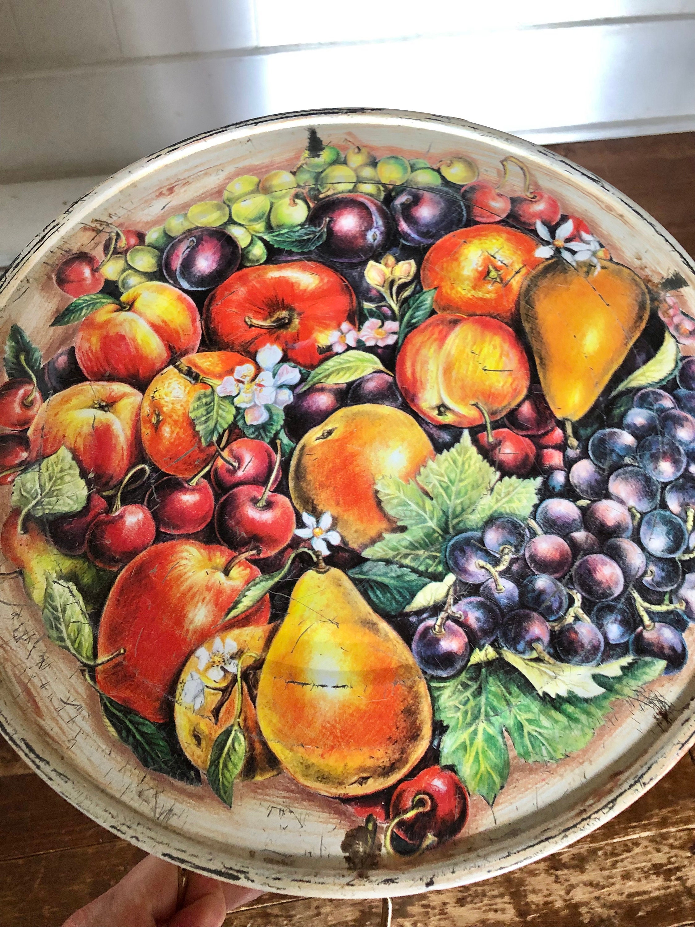 Vintage Large Tin Can With Cover Metal Storage Bin Retro Tin Container ...