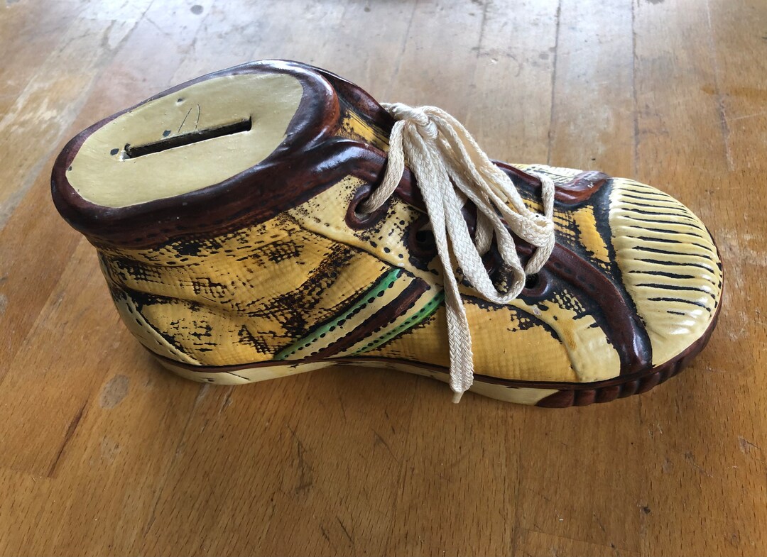Vintage Collectable 70s Clay Piggy Bank Shoes Sneakers Figurine Statue ...