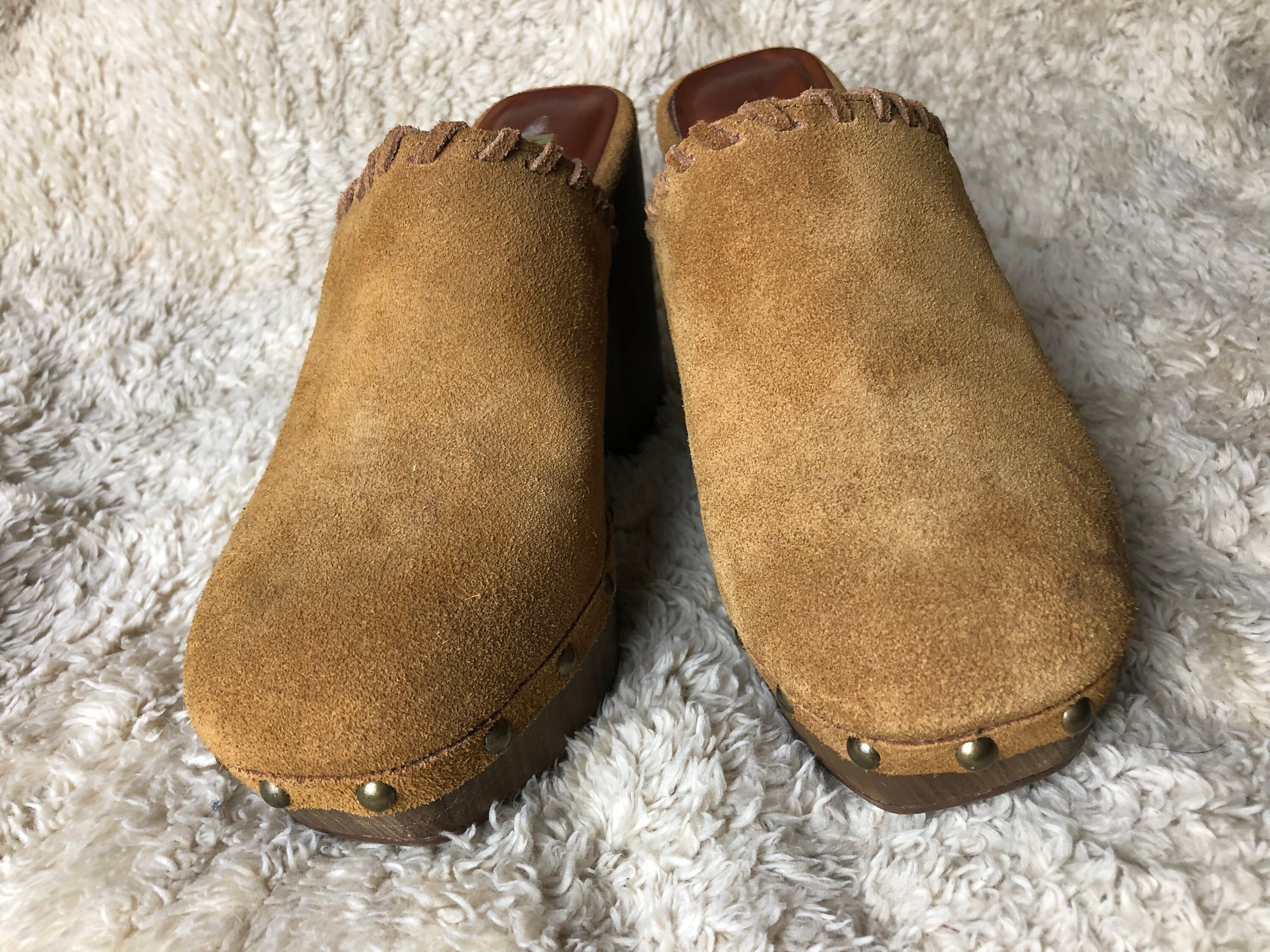 Light Brown Suede Leather MIA Platform Clogs Mules Size 6 - Etsy