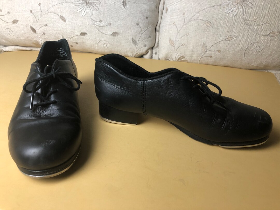 Black Leather Retro Tap Dancing Shoes With Laces Size US 9.5 - Etsy