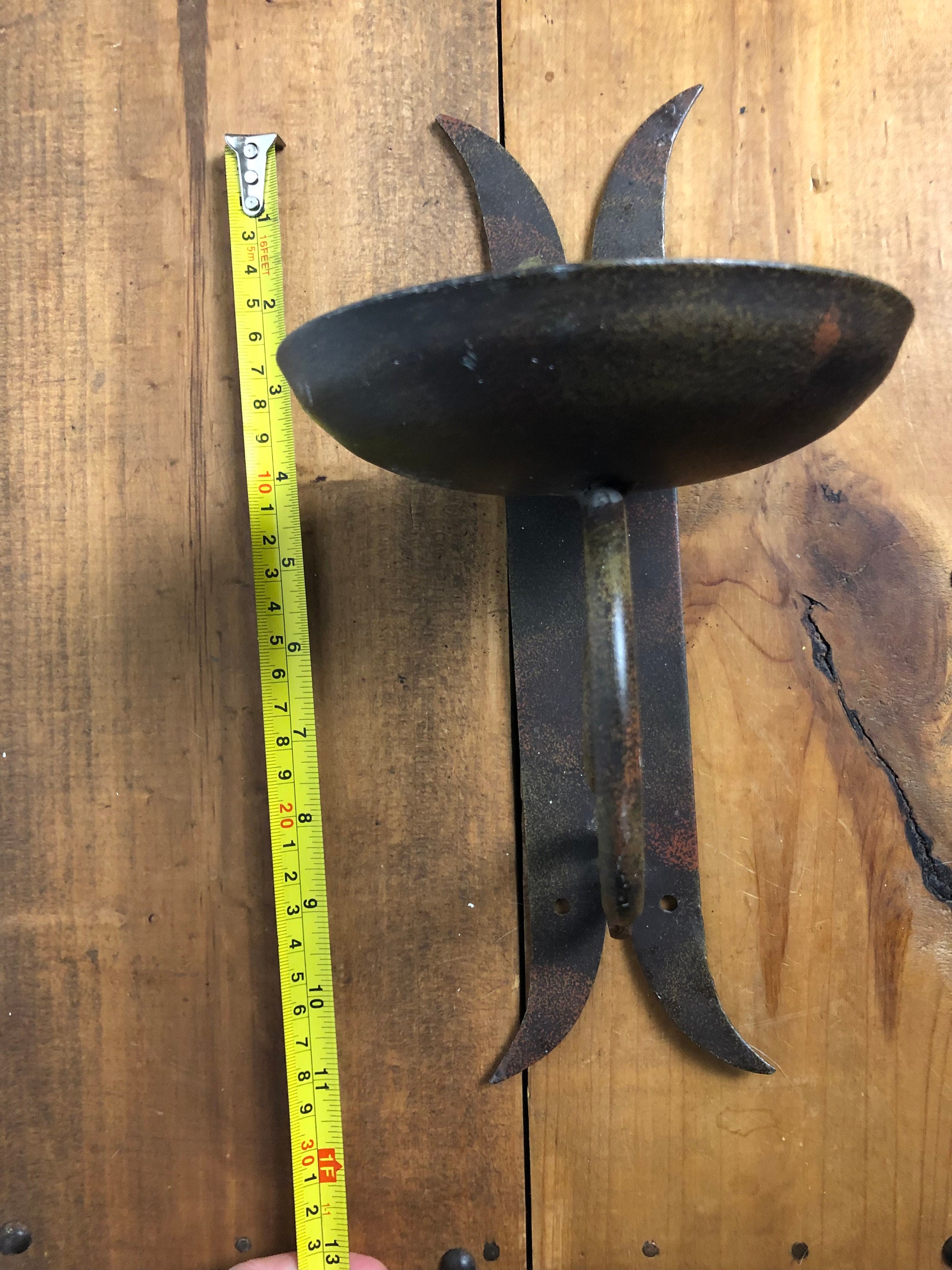 Vintage Metal Wall Mount Large Candle Holder Home Cabin Indoor Outdoor ...