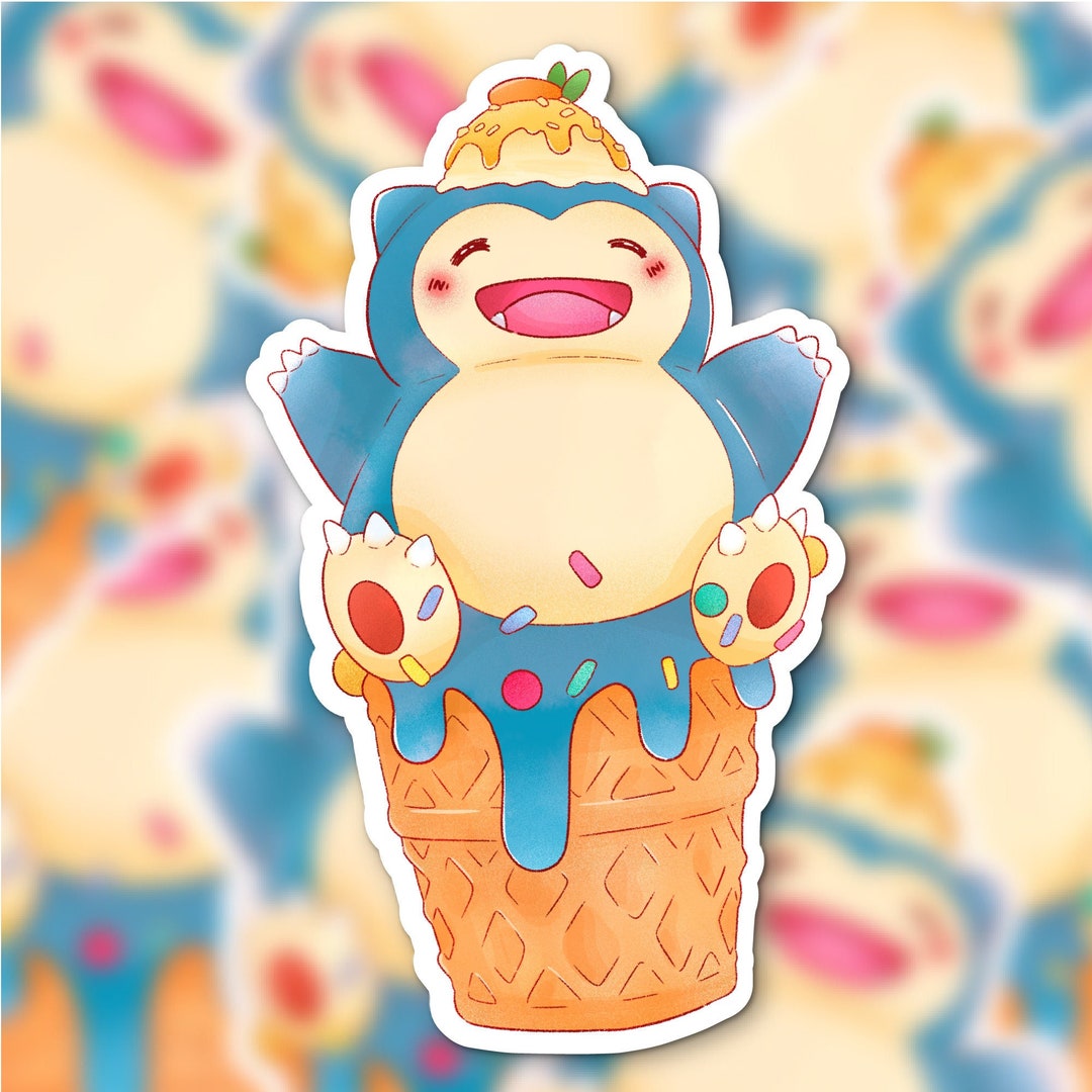 Snorlax Pokémon Ice Cream Stickers - Etsy UK