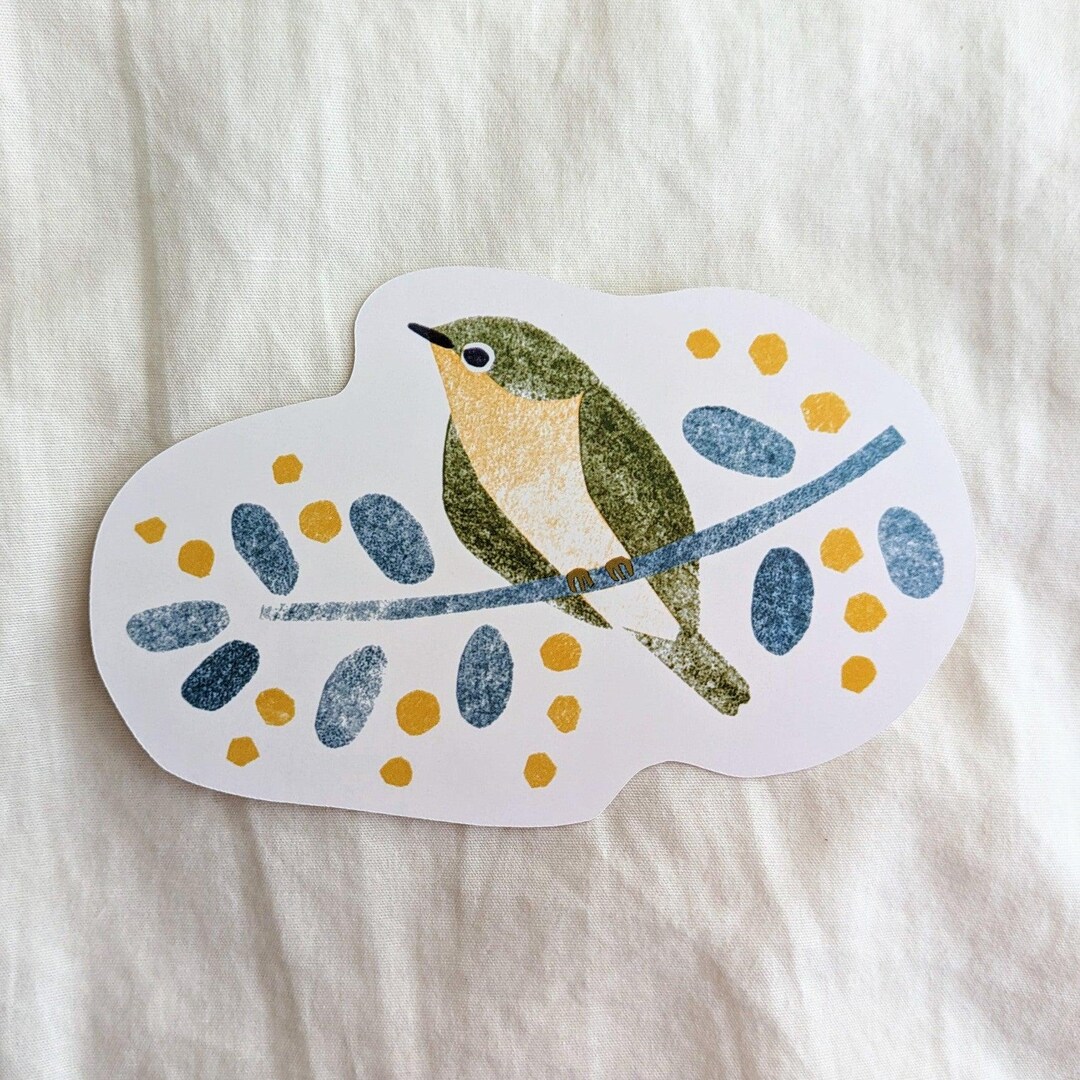 Itsuko Naka / Die-cut Card -japanese White-eye - Etsy