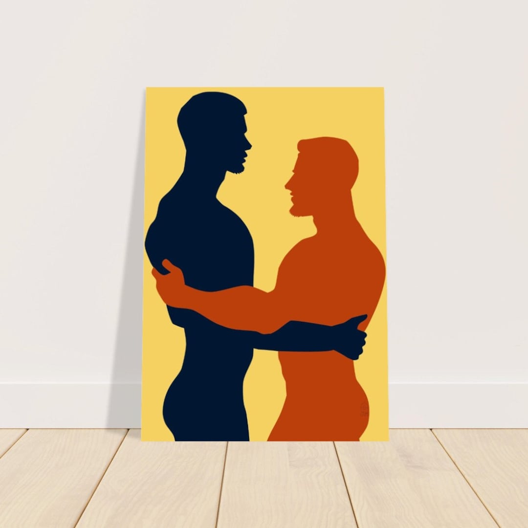 Homoerotic Wall Art Sexy Male Poster Lgbtq Print Minimal Illustration Modern Gay T Fine