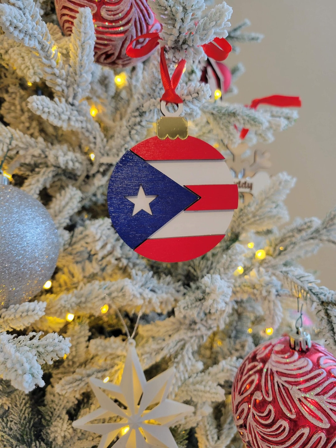 Puerto Rican Flag Ornament, Puerto Rico, Boricua, Christmas Ornament ...