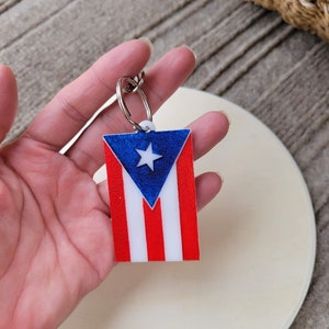 Puerto Rican Flag Keychain, Wooden Keychain Flag, Puerto Rico, Acrylic ...