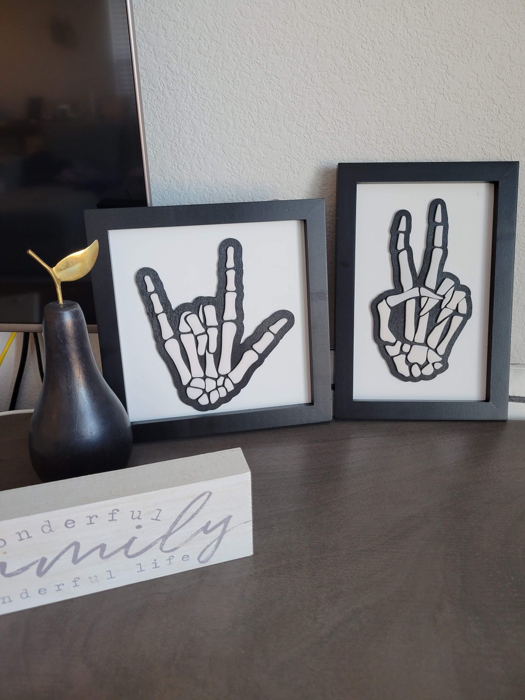 Skeleton Peace and Love Signs, Halloween Decor, Wood and Acrylic Sign ...