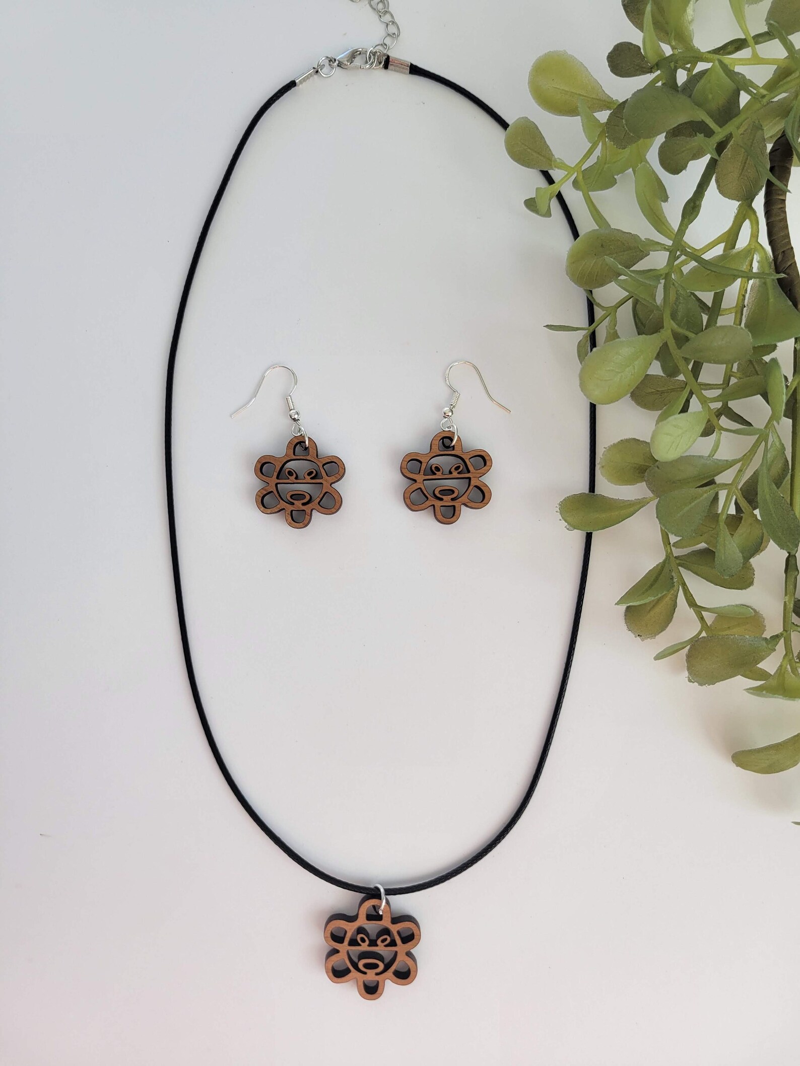 Taino Sun Earrings and Necklace Set, Jewelry Set, Wood Jewelry, Taino ...
