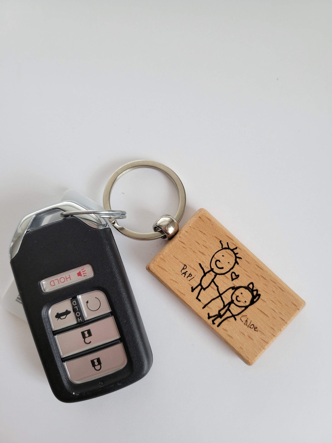 Custom Wood Keychain, Kids Drawing Keychain, Your Logo Keychain ...