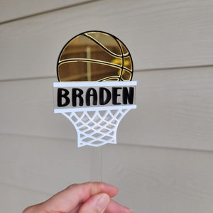 Basketball Cake Topper, Acrylic Cake Topper, NBA, Happy Birthday ...