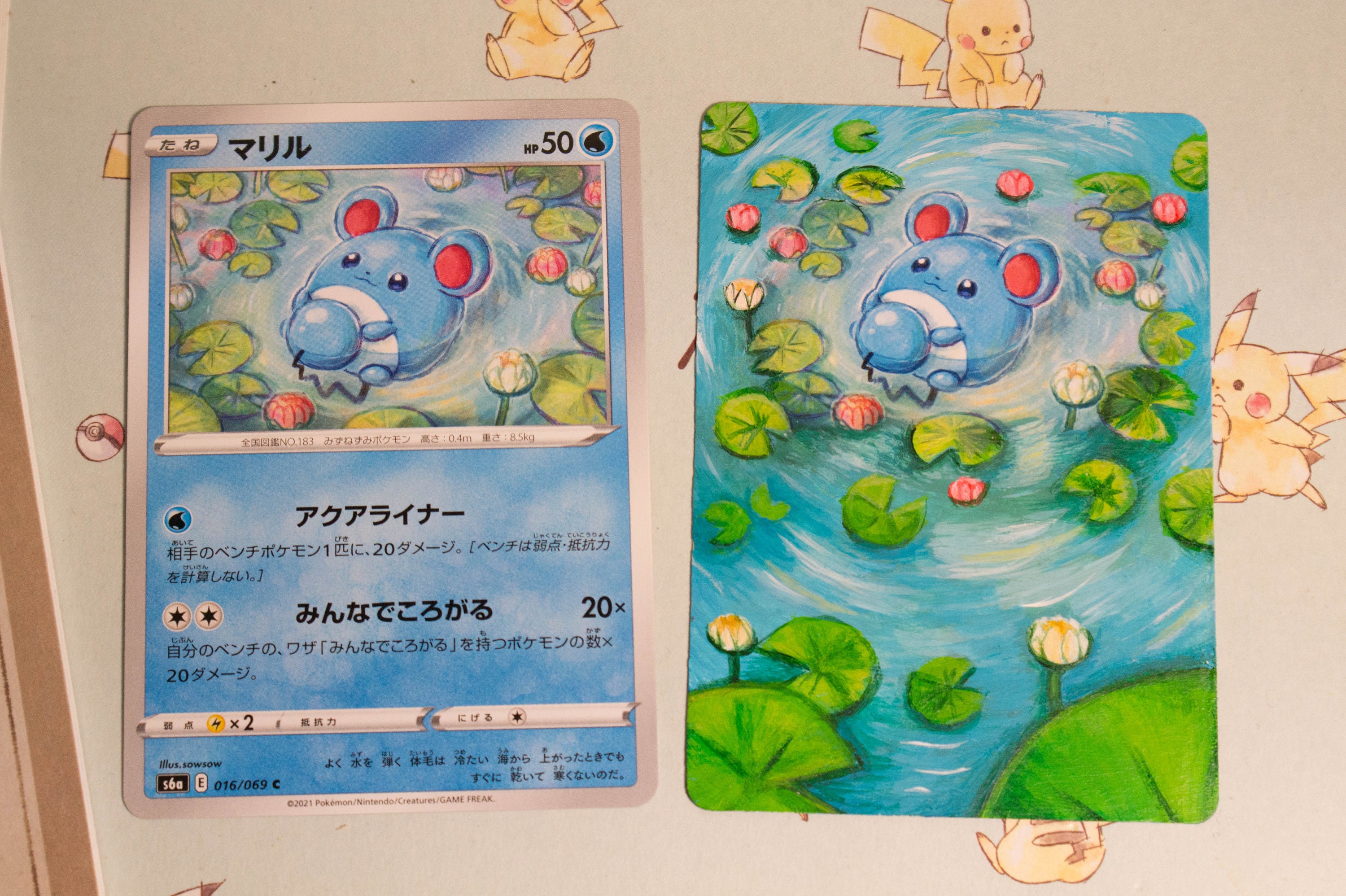 Marill Extended Art Hand-painted Pokemon Card Alter - Etsy