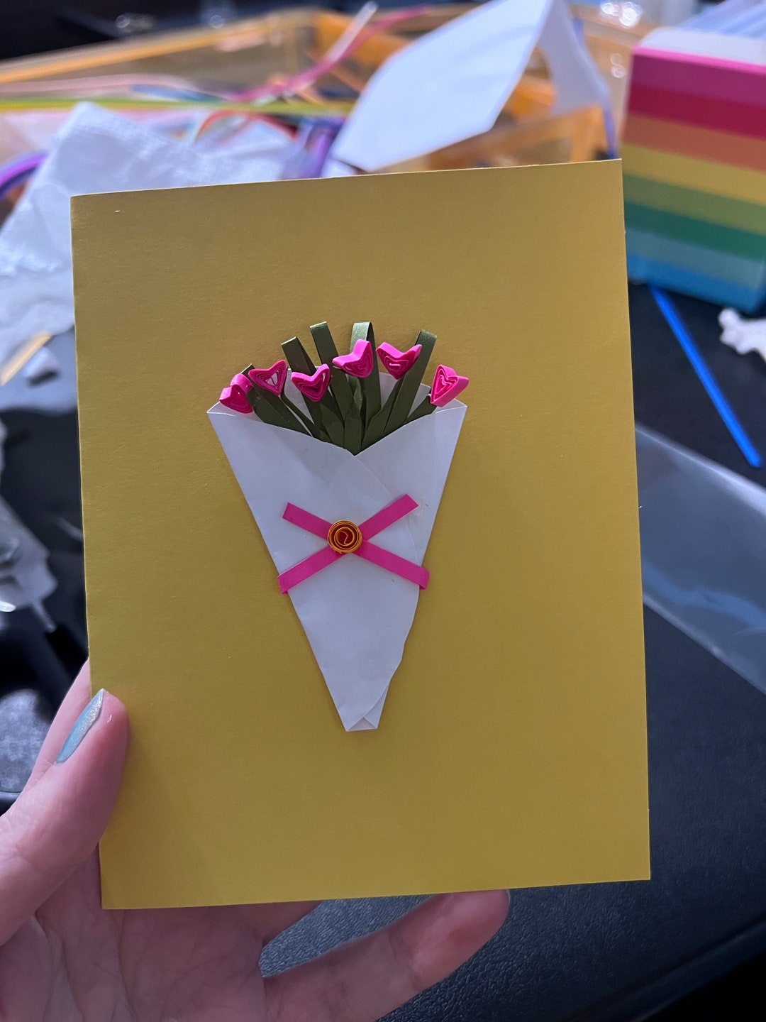 Flower Bouquet Card - Etsy