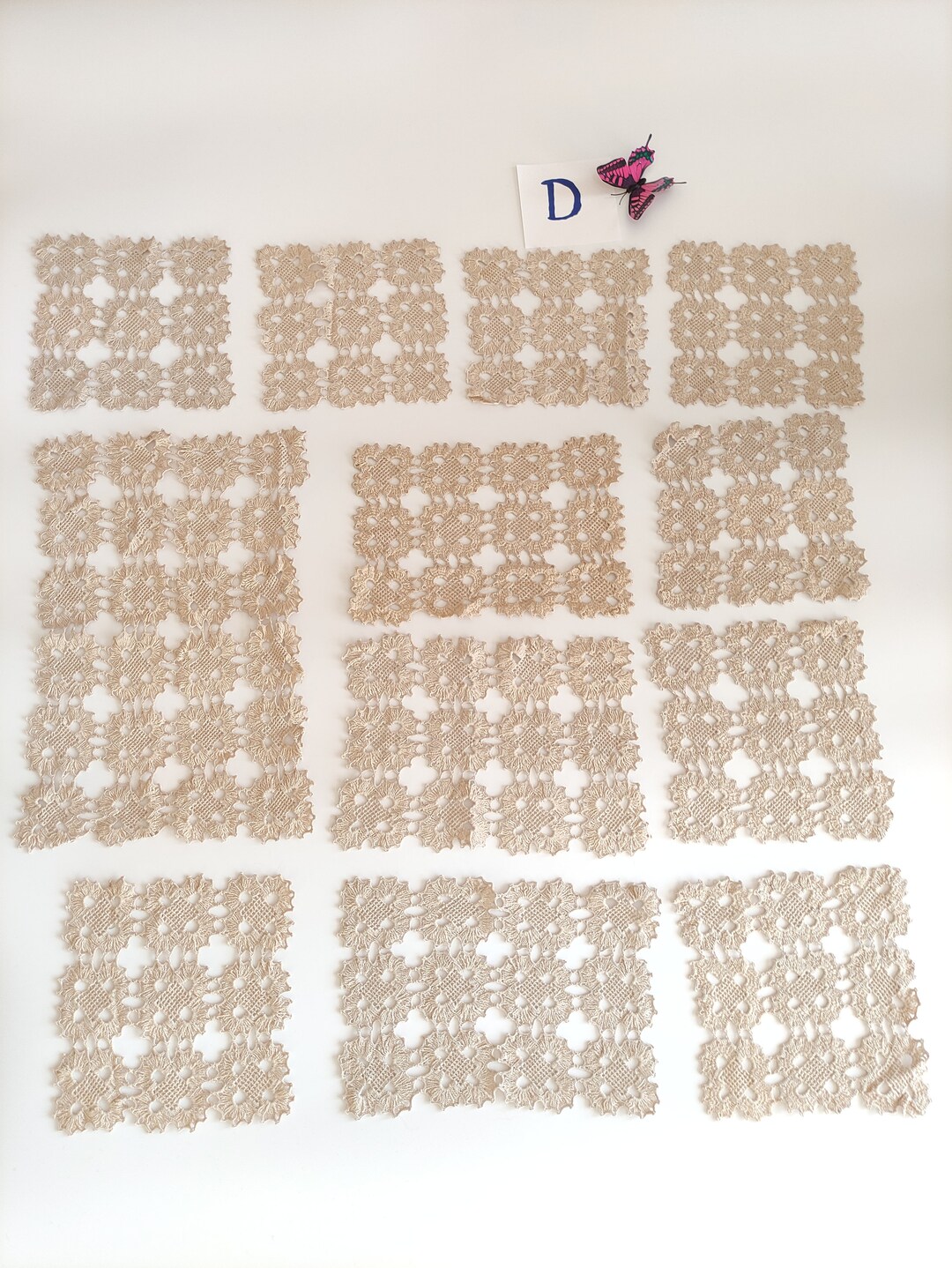 Handmade Lace Tablecloth Collection, - 12 Pc Beige Lace Tablecloth Set ...