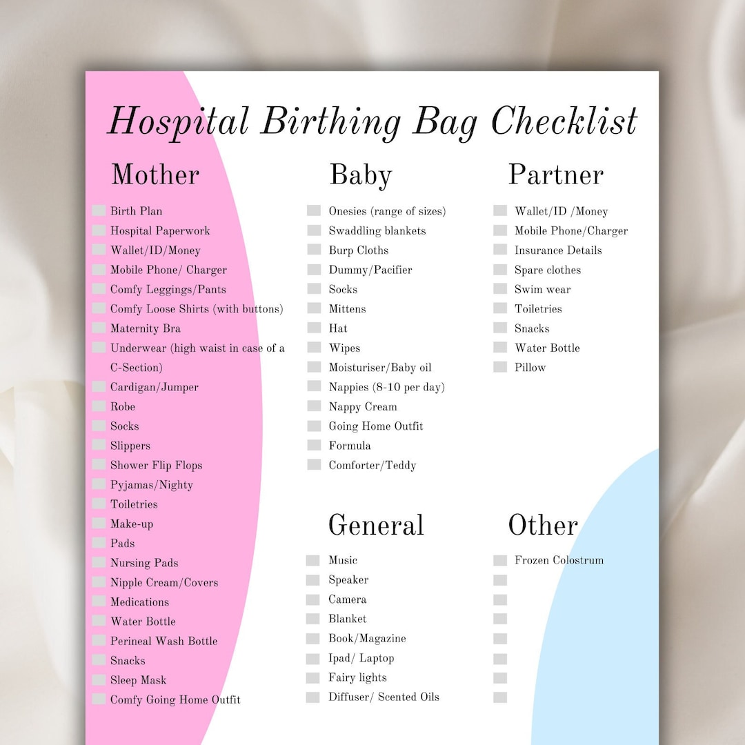 Hospital Birthing Bag Checklist: Must-haves for a Stress-free Delivery ...