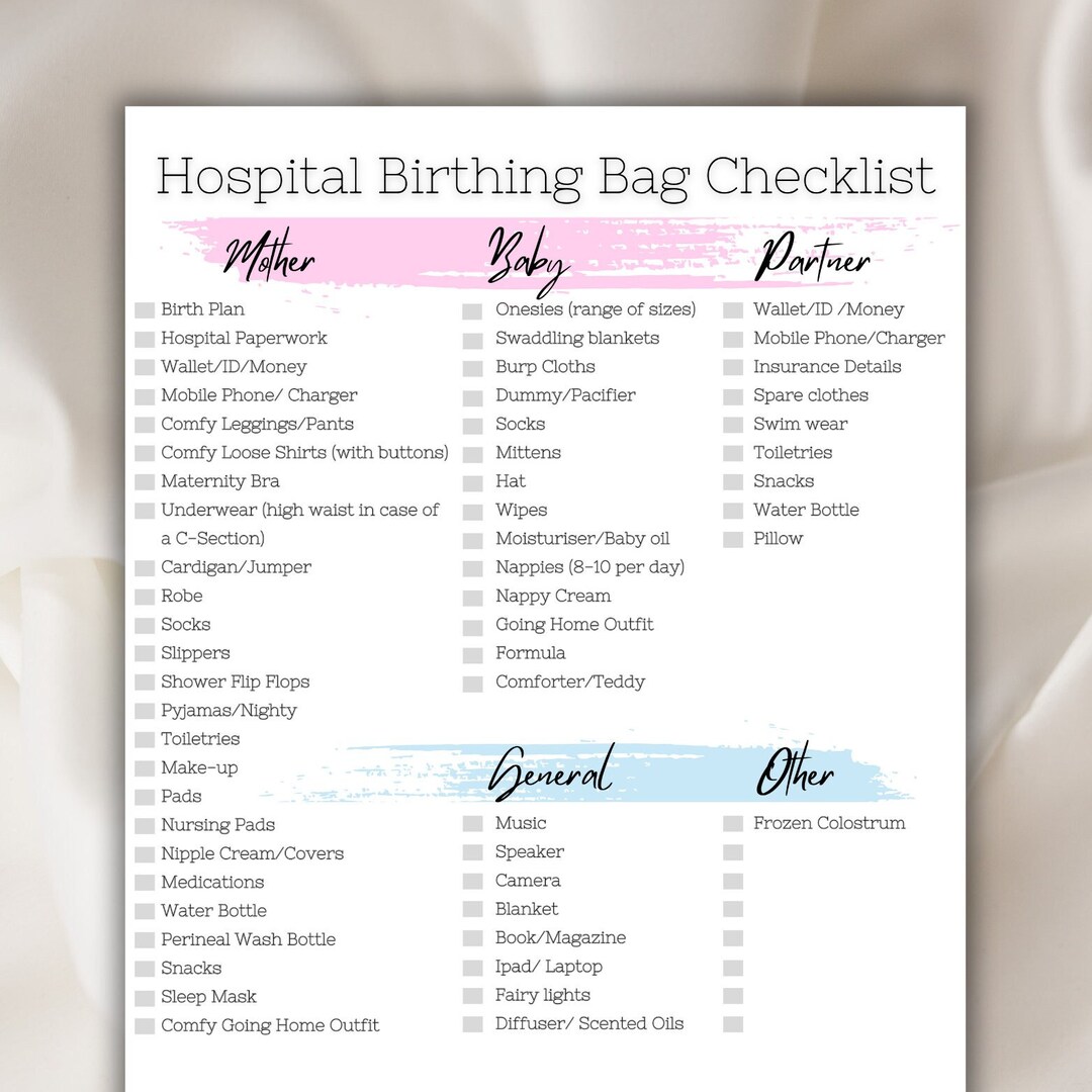 Hospital Birthing Bag Checklist: Must-haves for a Stress-free Delivery ...