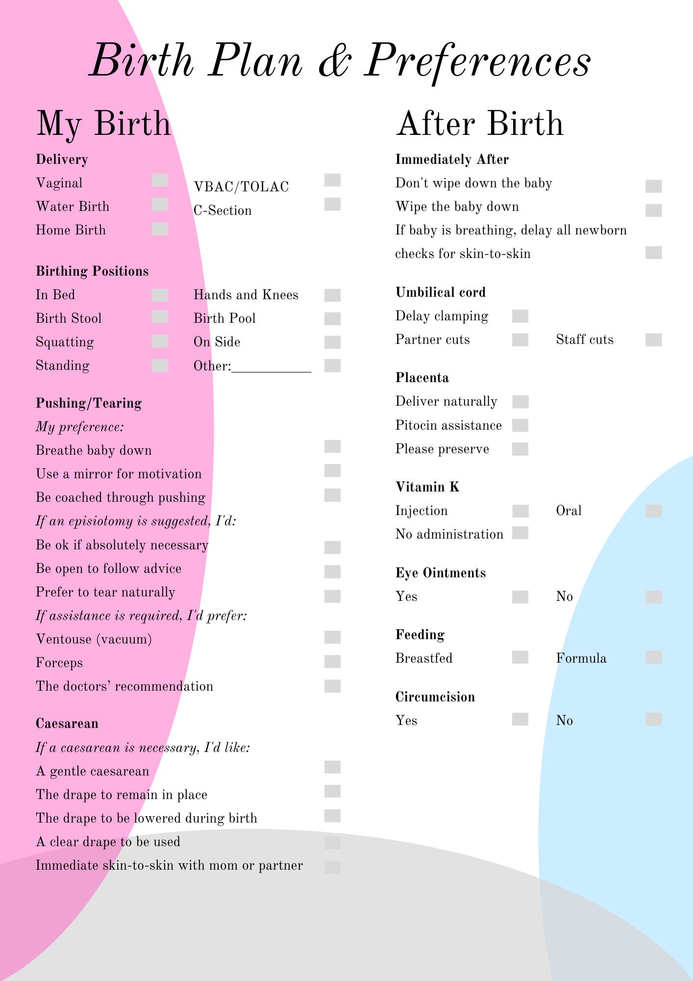 Birthing Checklist Bundle Birth Plan & Hospital Bag Checklist Ideal for ...