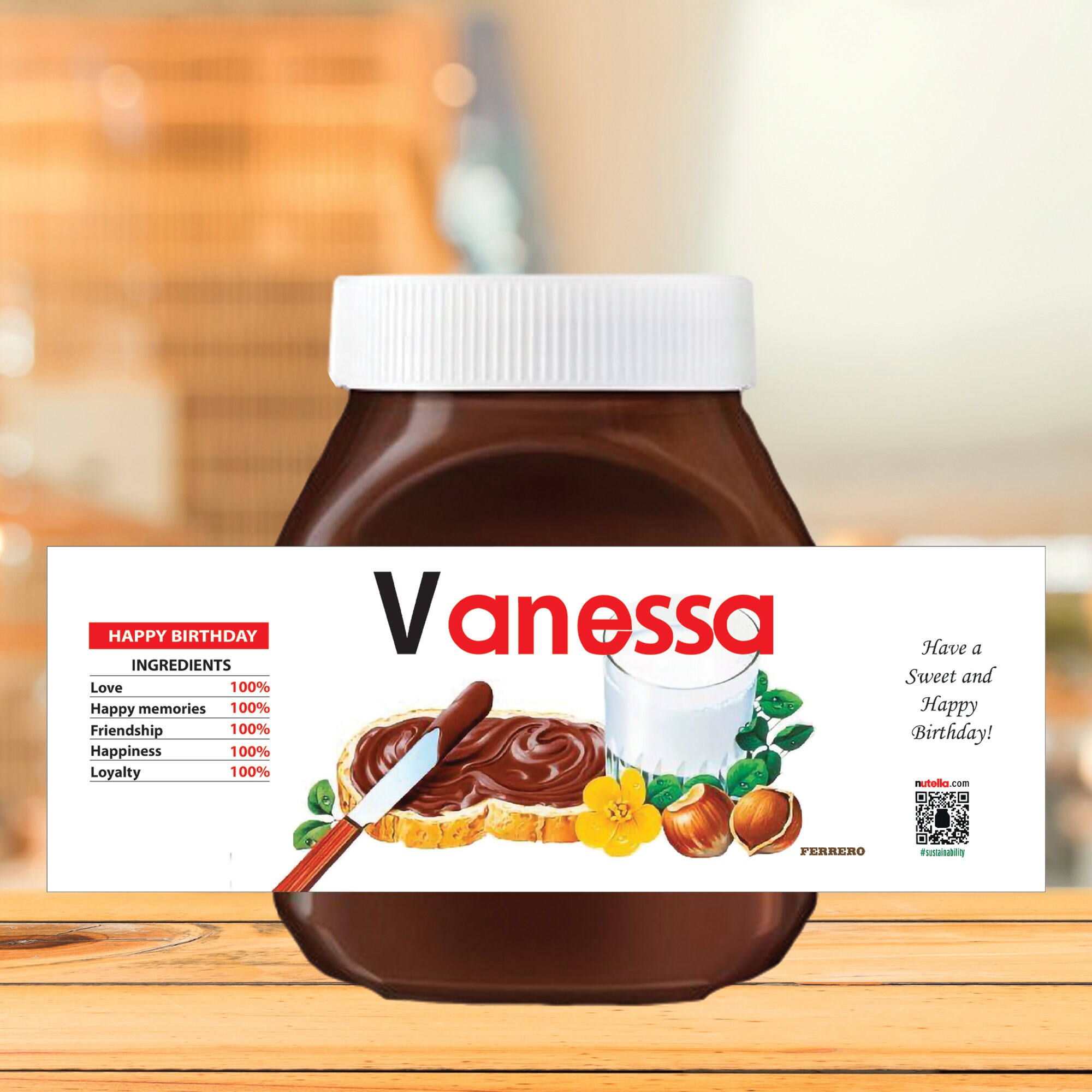 Personalised Nutella Digital Label DIGITAL LABEL ONLY Any Name, Short ...