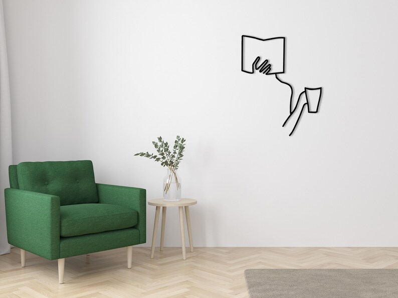 Reading a Book Female Figure Minimalist Line Art Home Wall - Etsy