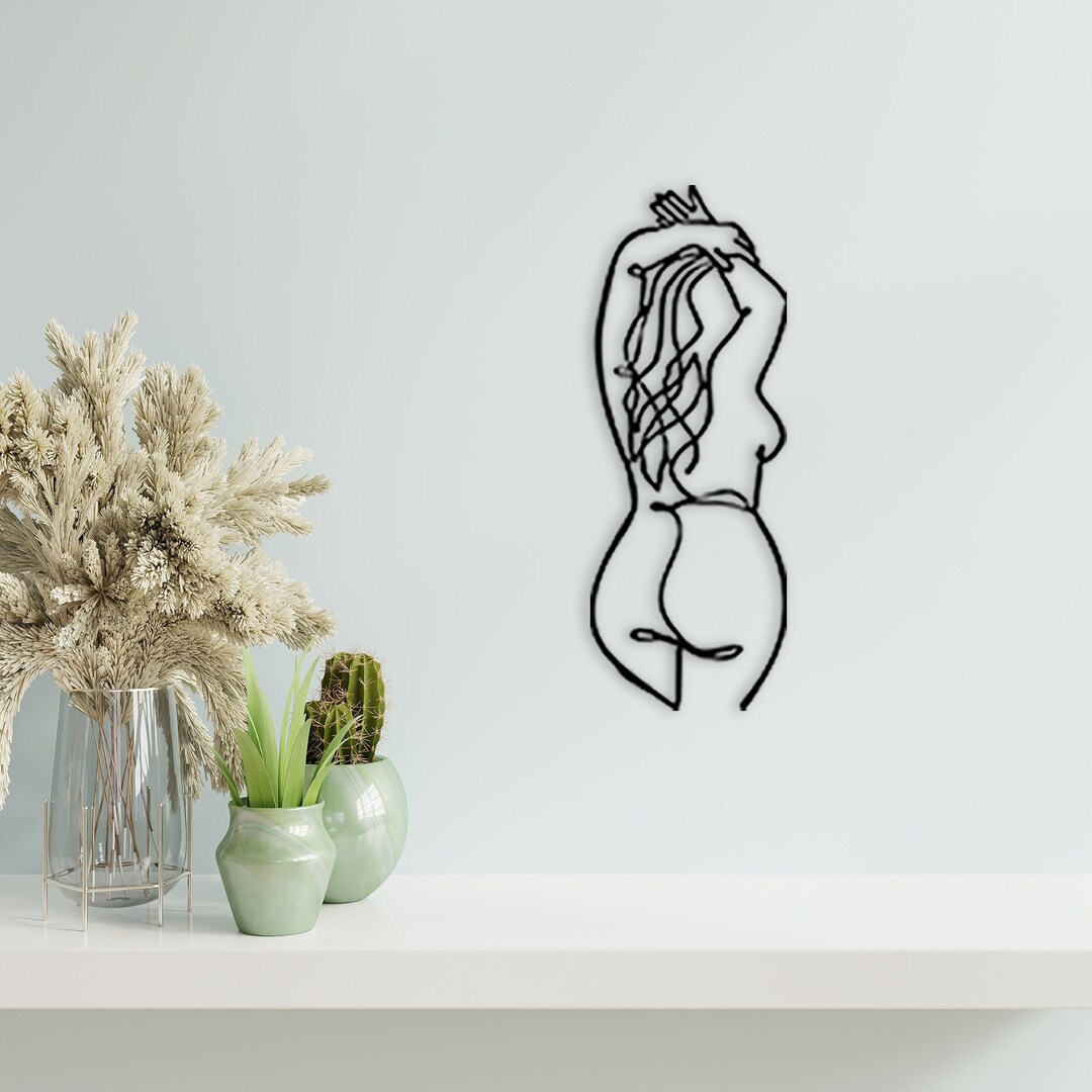 Large Size Woman Wall Decor, Minimalist Line Art, Metal Wall Decor ...
