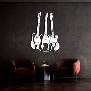Metal Wall Decor, Metal Guitar Walll Decor, Music Wall Decor, Line Wall ...