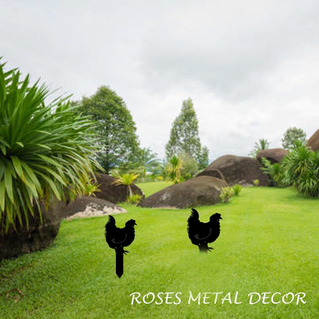 Chicken Metal Garden Decor, Chicken Wall Art, Chicken Garden Decor ...