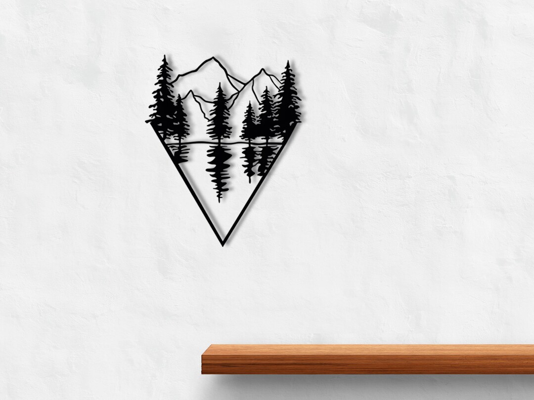 Metal Wall Decor, Lake and Forest Metal Wall Art, Metal Mountain Wall ...