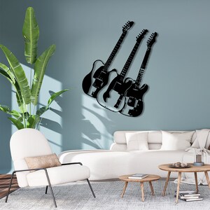 Metal Wall Decor, Metal Guitar Walll Decor, Music Wall Decor, Line Wall ...