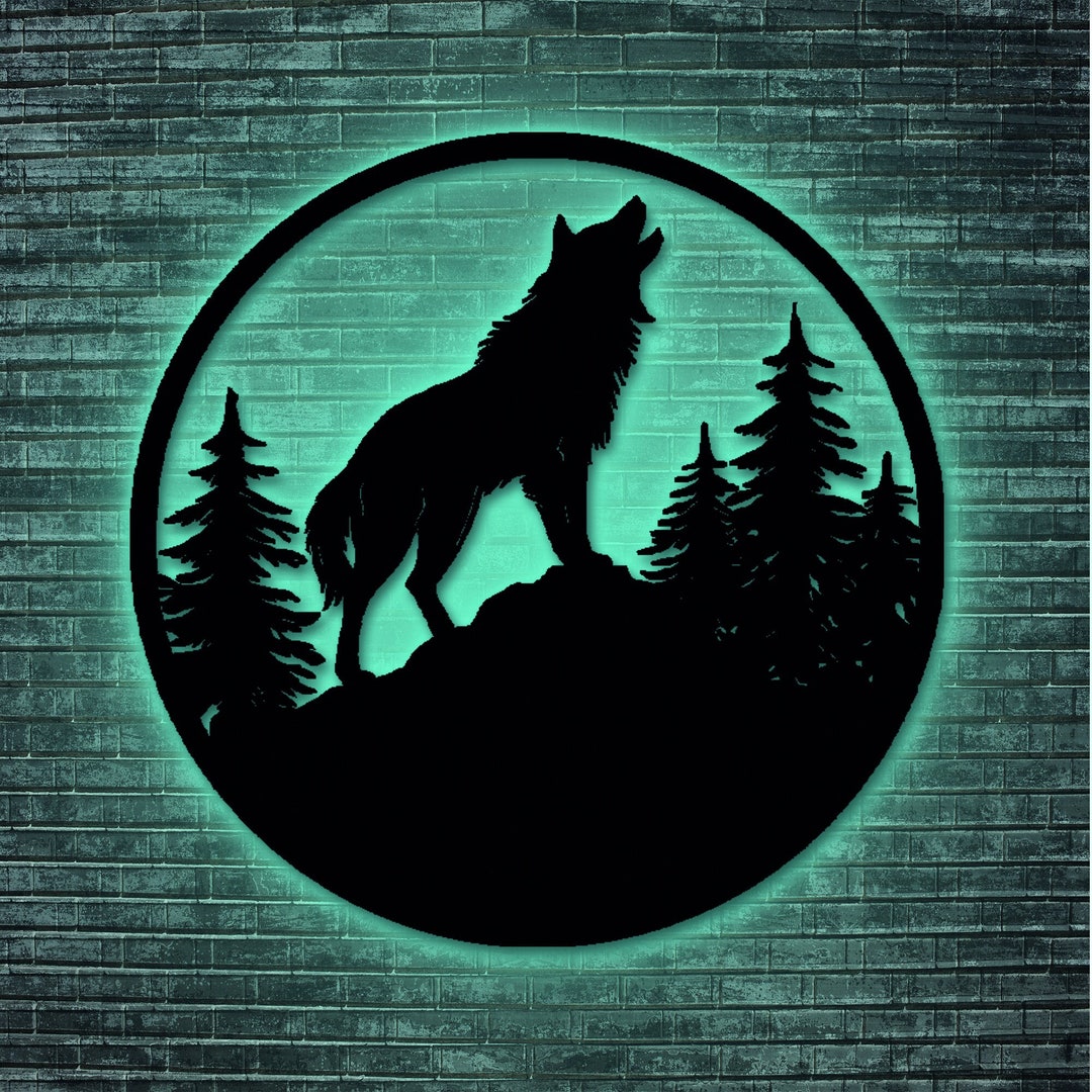 Metal Wall Decor, Led Wolf Wall Decor, Led RGB Wolf Wall Art, Metal ...