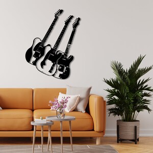 Metal Wall Decor, Metal Guitar Walll Decor, Music Wall Decor, Line Wall ...