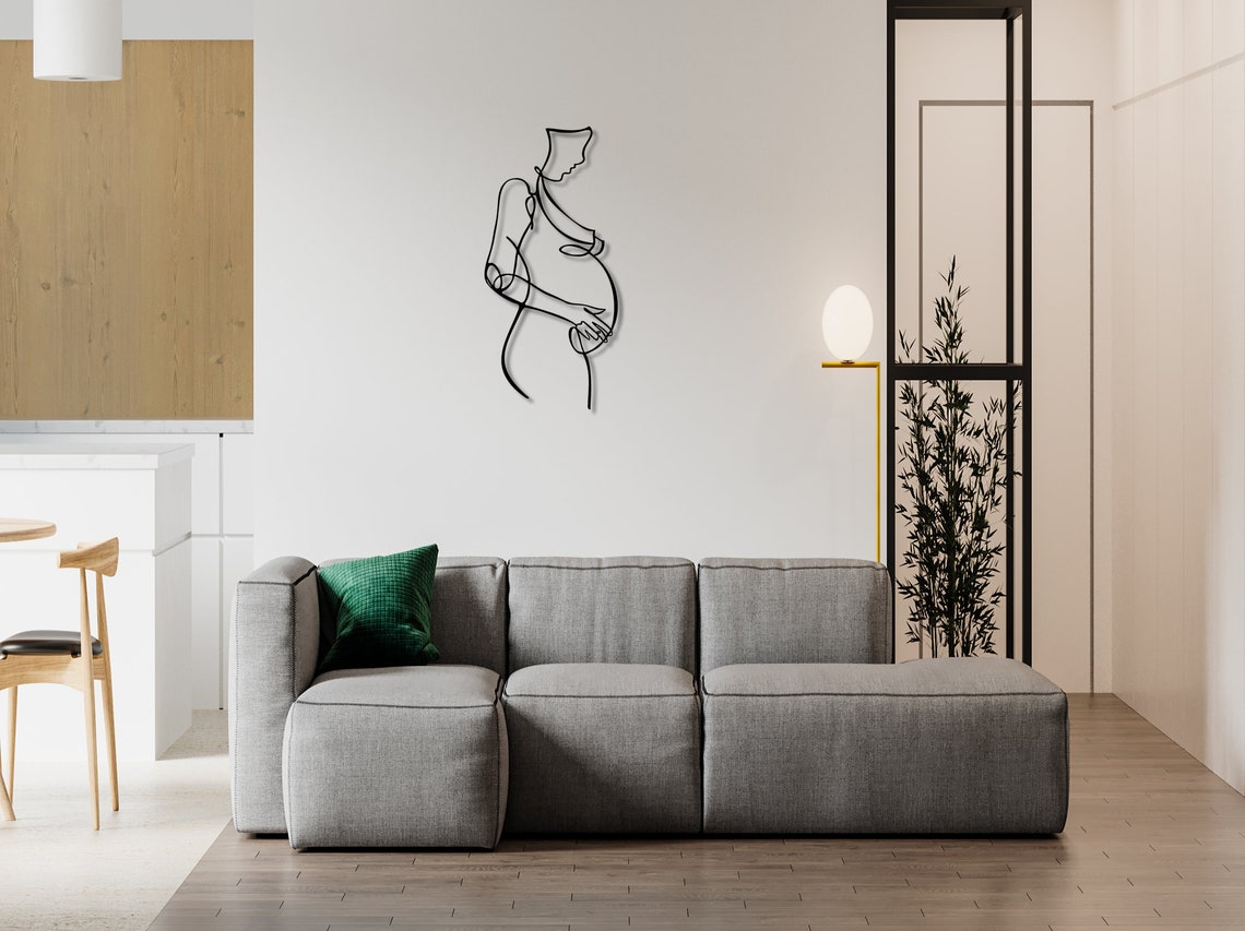 Metal Pregnant Woman Decor Minimalist Line Art Pregnant - Etsy