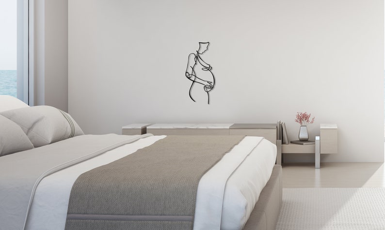 Metal Pregnant Woman Decor, Minimalist Line Art, Pregnant Decor, Metal ...