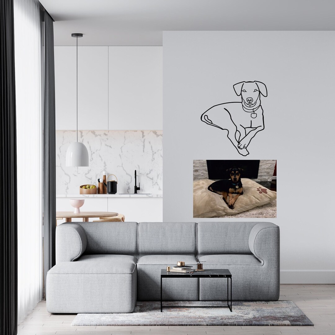 Metal Dog Decor, Minimalist Line Art, Home Wall Art, Metal Wall Animal ...