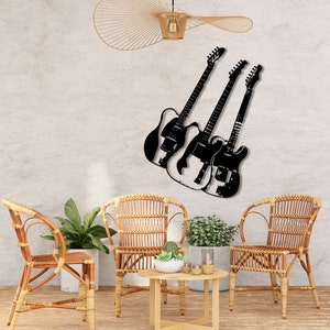 Metal Wall Decor, Metal Guitar Walll Decor, Music Wall Decor, Line Wall ...