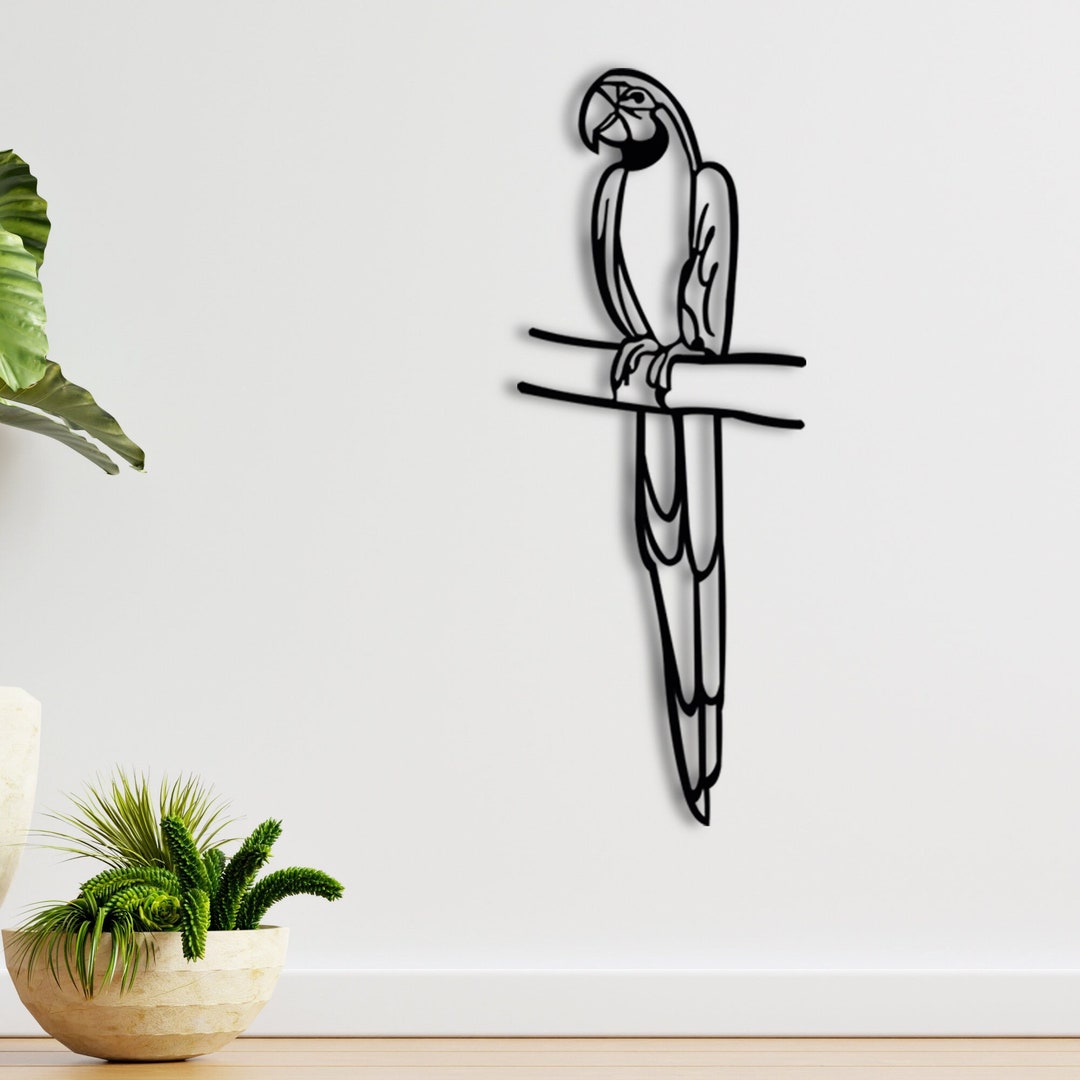Parrot Metal Wall Decor, Minimalist Line Art, Home Wall Art, Metal ...
