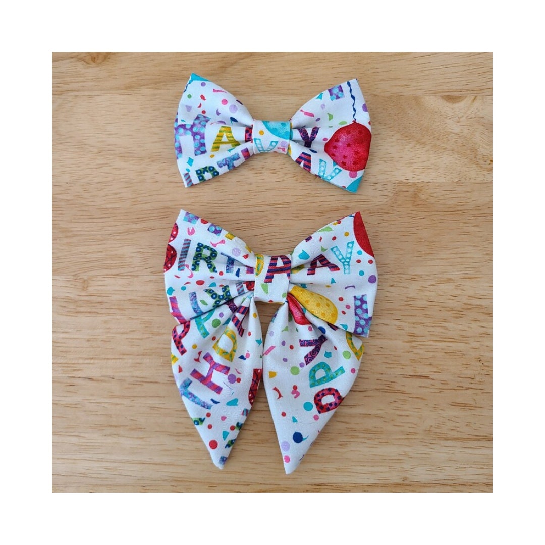 HAPPY BIRTHDAY Bow Tie and Sailor Bow for Cat & Dog | With Collar or ...